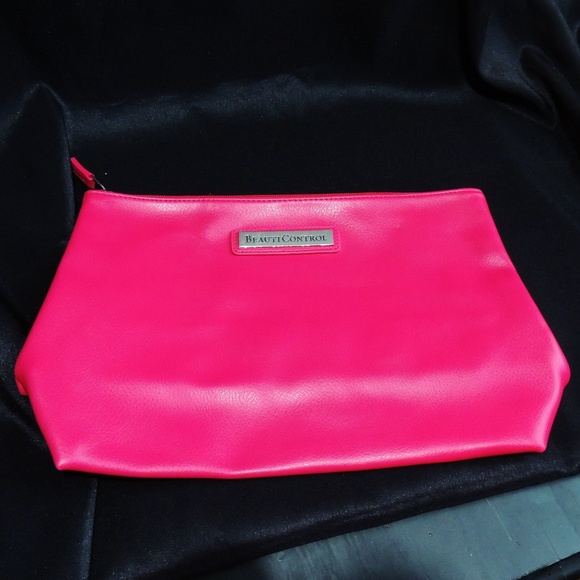 beauticontrol | Bags | Beauticontrol Leather Hot Pink Large Makeup Bag ...
